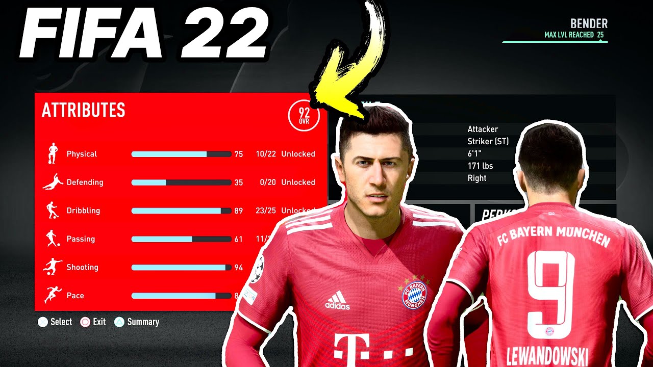 LEWANDOWSKI BUILD FOR PLAYER CAREER MODE 🔥| FIFA 22 - YouTube