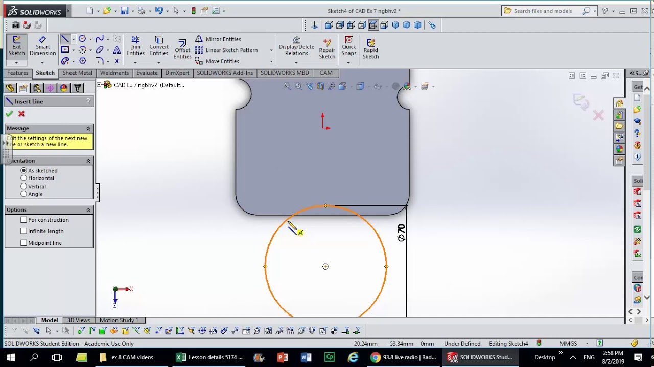 Ex 7 CAD 4 bottom arc - YouTube