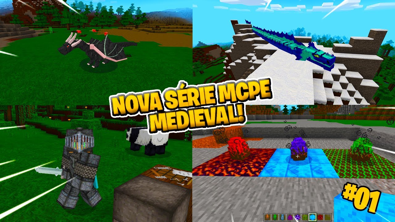 NOVA SÉRIE ESTILO MEDIEVAL COM DRAGÕES NO MINECRAFT PE! DRAGONS#01 ...