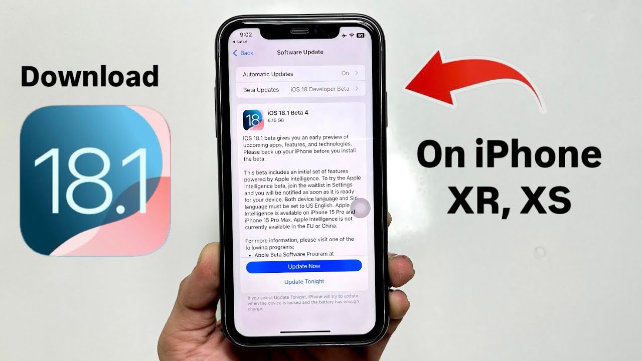 How To Install iOS 18.1 Beta 4 Update on iPhone XR, XS - YouTube