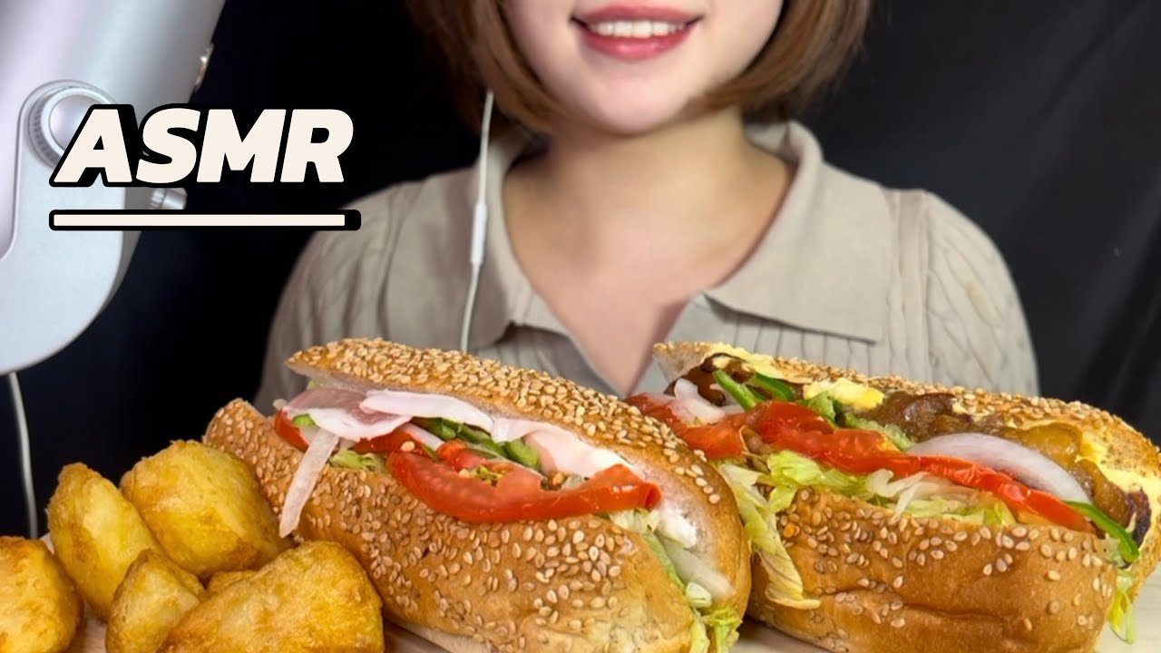 ASMR Eating Japanese Subway Sandwiches | サブウェイを食べる| Mukbang | ASMR ...
