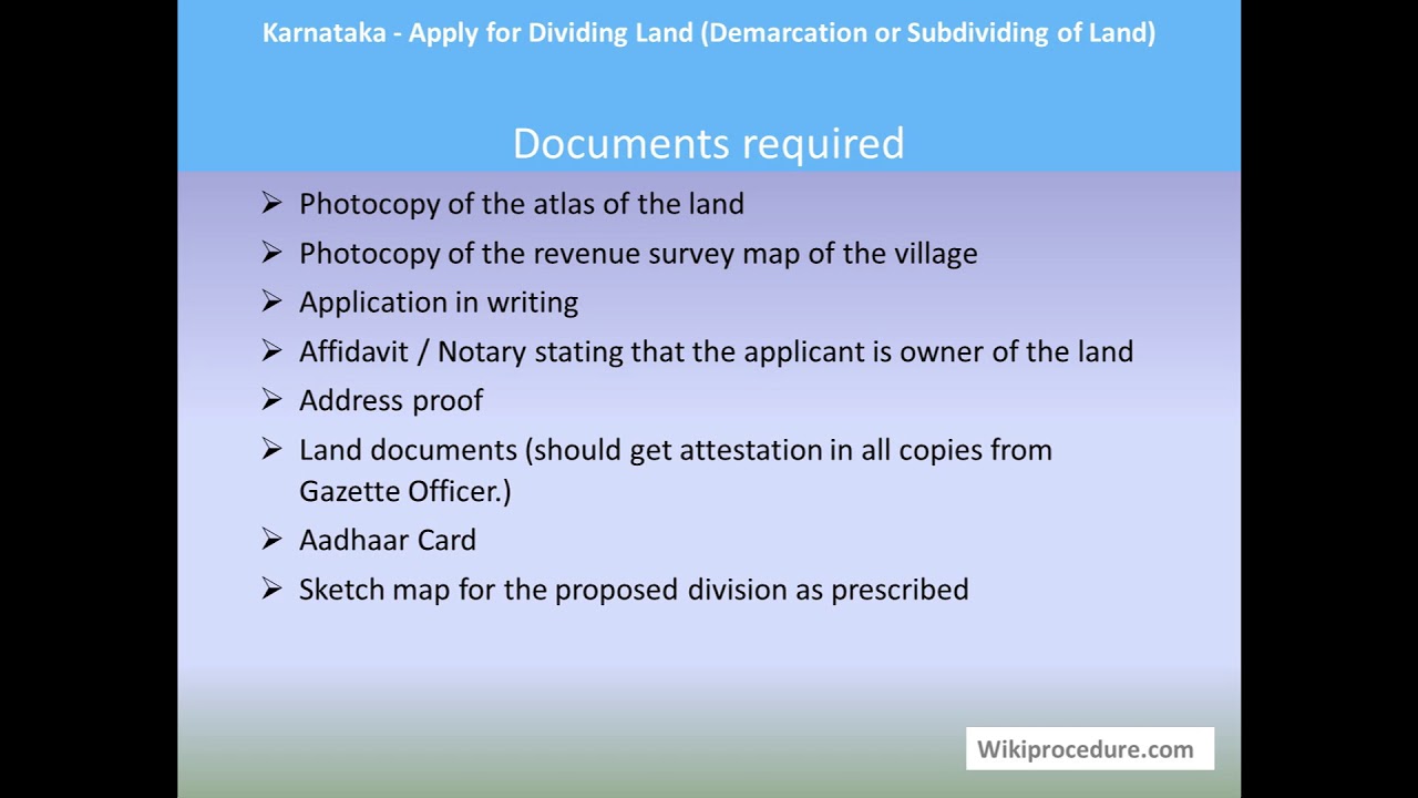 Karnataka - Apply For Dividing Land (Demarcation Or Subdividing Of Land ...