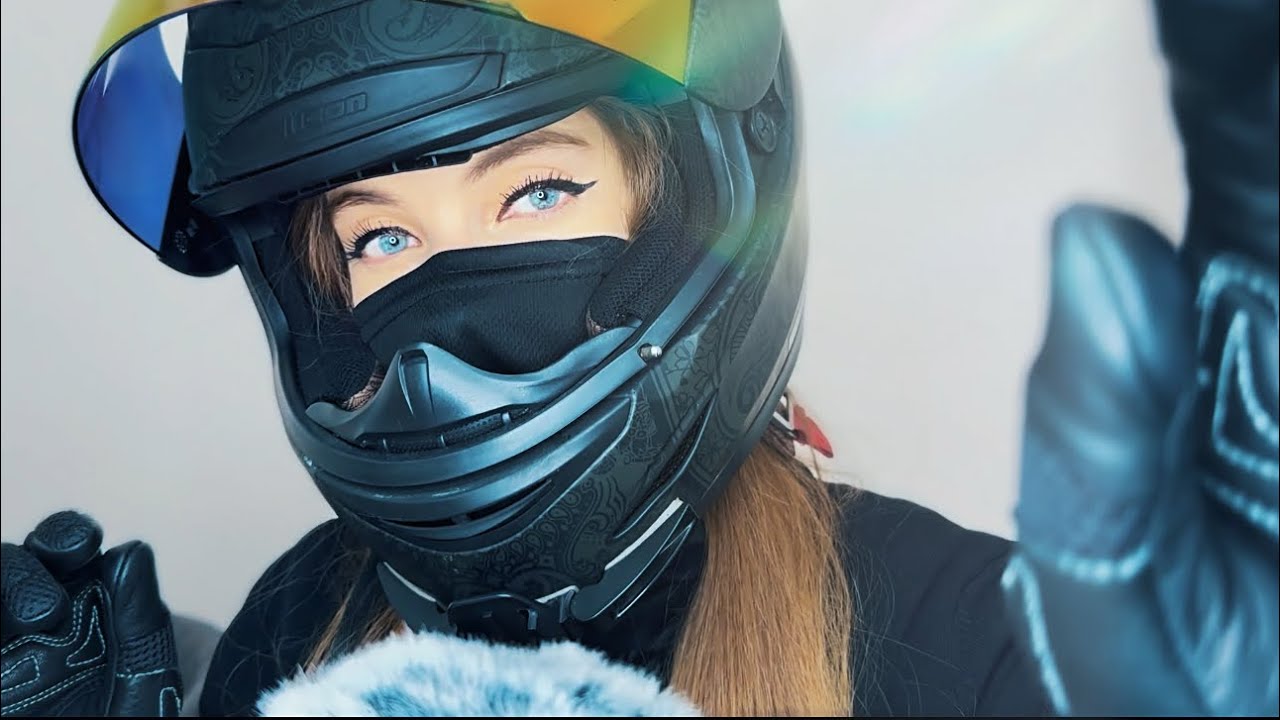 ASMR short role-play / motorcycle gear helmet sounds,triggers,soft ...