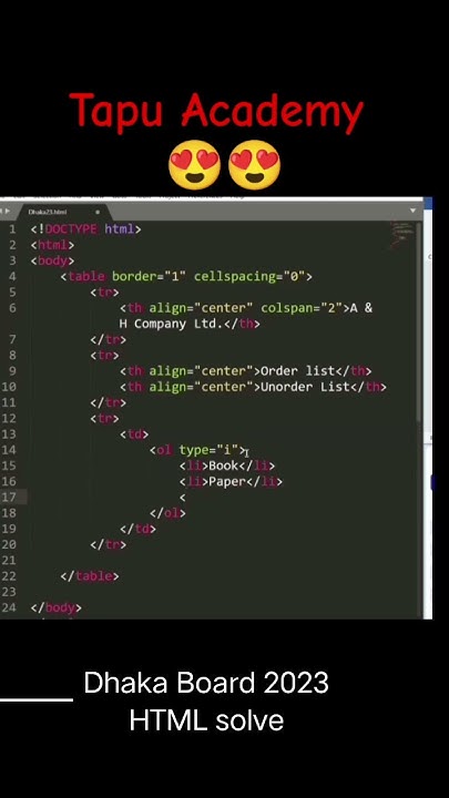 Dhaka Board 2023 Html problem solve..#ict #hsc #html5 #table #education #hsc_2024 - YouTube