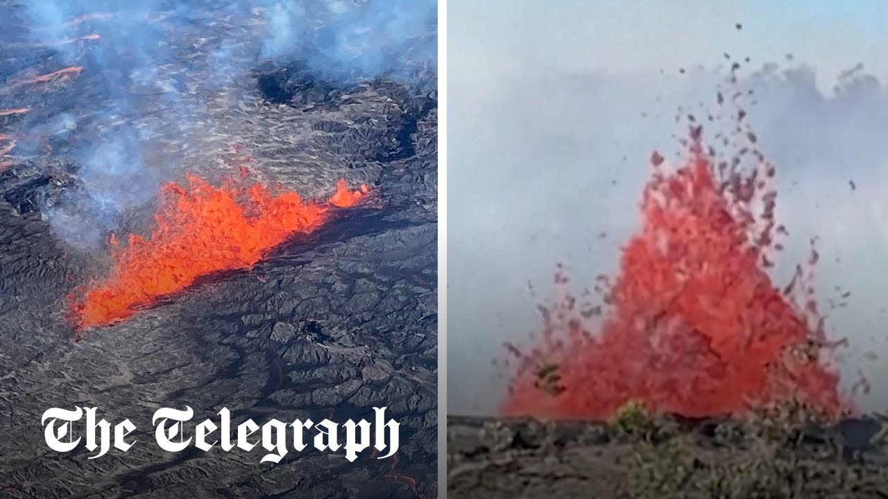 Hawaiian island sprayed with 32ft lava fountains as volcano erupts ...