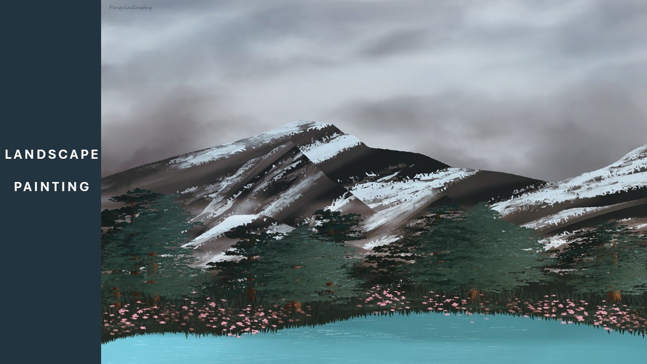 Simple Landscape Painting | Digital Art for Beginners - YouTube