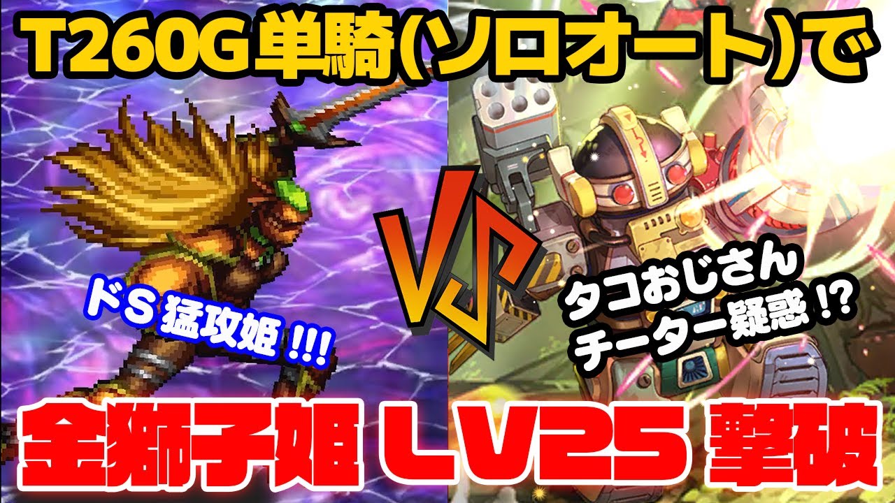 【ロマサガRS】T260G単騎（ソロ）全力オートで幻闘場金獅子姫 シミュレートレベル25銃を撃破【ロマンシング サガ リユニバース】 - YouTube