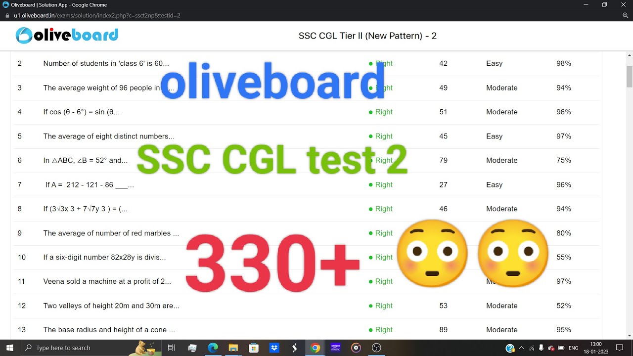 Oliveboard test 2 scored 330+ #ssc #cgl #aspirants #oliveboard #mocks ...
