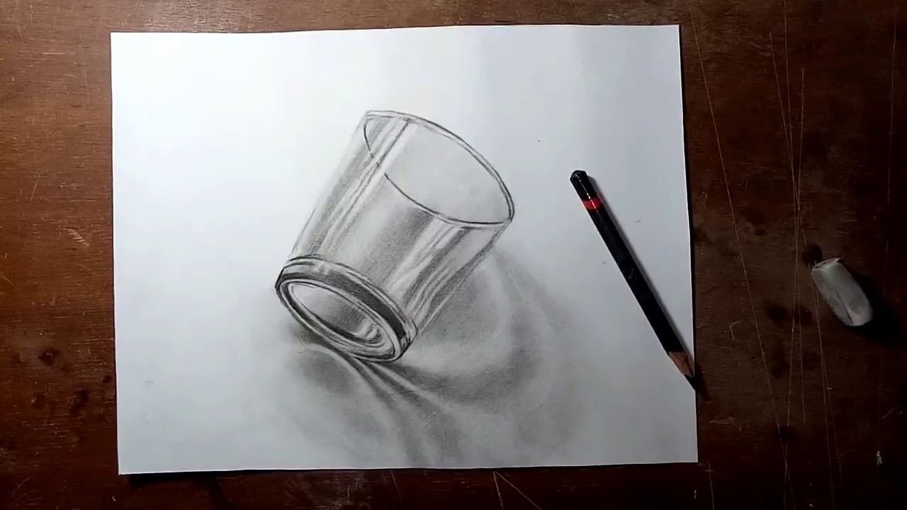 Menggambar gelas kaca / how to drawing 3d - YouTube