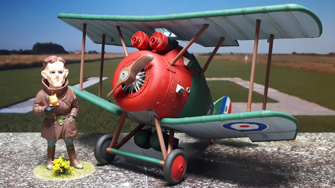 Tooned Sopwith Camel WW1 biplane & Roy Brown "Brownie" ace by Suyata SK002 model kit build - YouTube