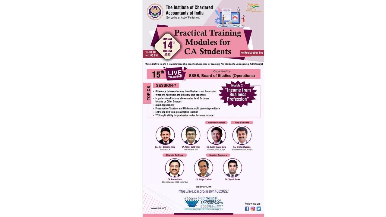 15th Live Webinar on ''Practical Training Modules for CA Students ...