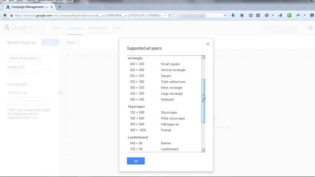 Different Google Adwords Display Ad Formats And Sizes - Vid 42 - YouTube