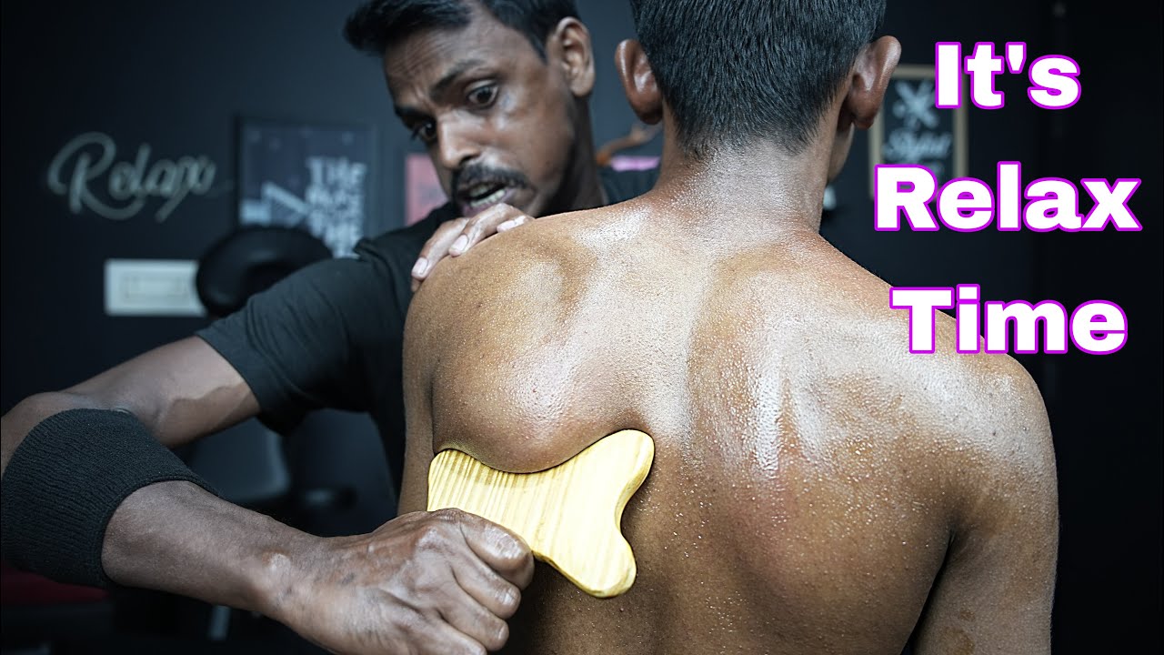 Pain Relief Wooden Tool Head And Body Massage ASMR | Deep Tissue Body ...