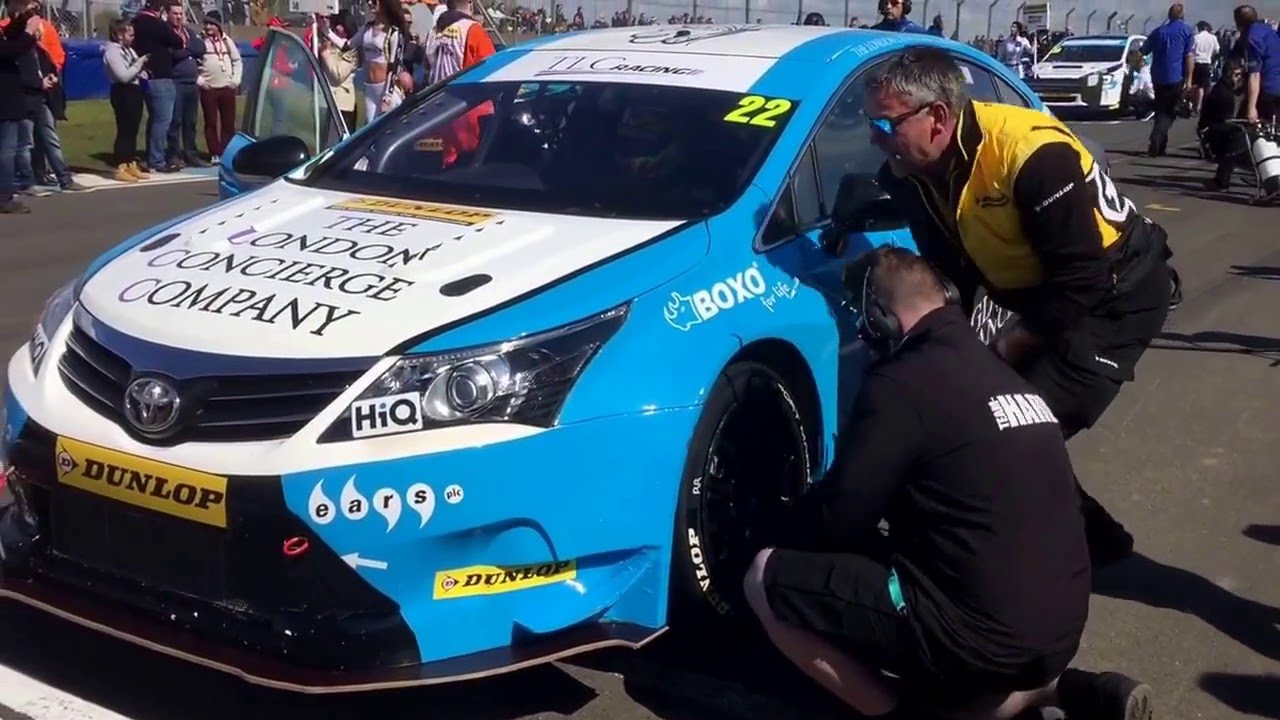 Chris Smiley's Team Hard car on the grid at the Donington BTCC weekend ...