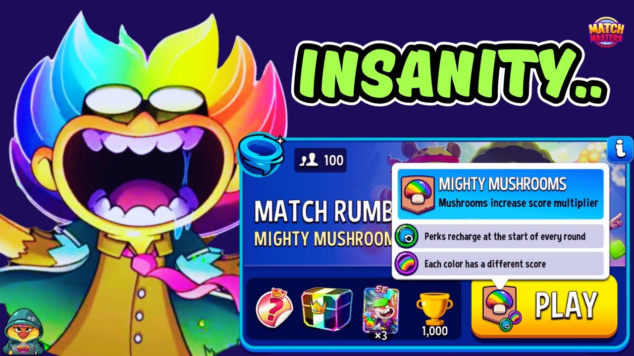 INSANE 100 PLAYERS MIGHTY MUSHROOMS + RAINBOW + PERKS RECHARGE MATCH ...