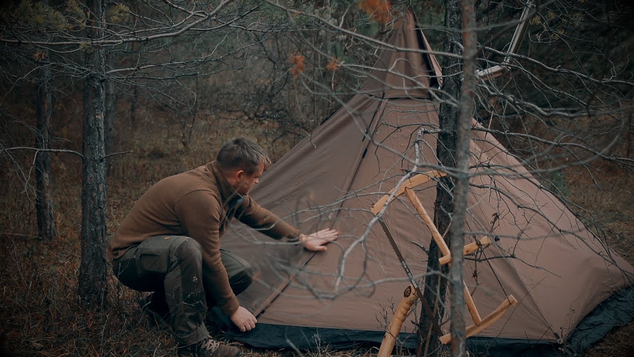 Solo Bushcraft Trip - testing the Tschum Lavvu tent with Poshehonka ...
