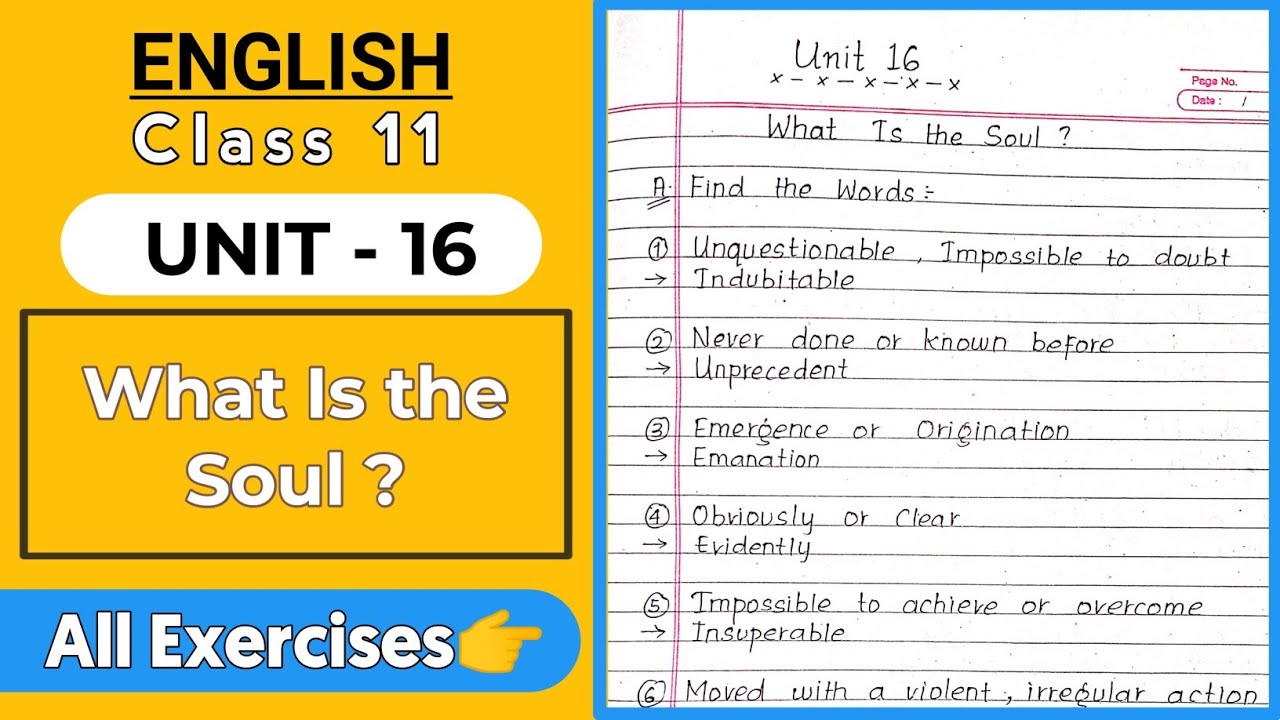 Class 11 | Unit 16 | What is the Soul | All Exercises and Notes ...