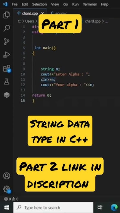 String Data Type In C Shorts Programming String Inputoutput Cpp Youtube 
