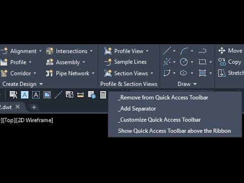 AutoCad Customize Quick Access Toolbar - YouTube