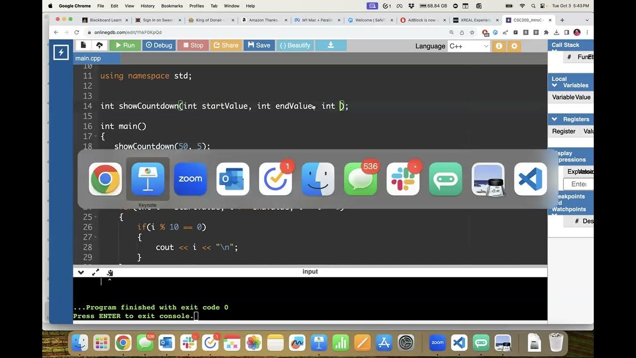 CSC200 10/3/23 HW Solution, return keyword, and returning a value vs ...