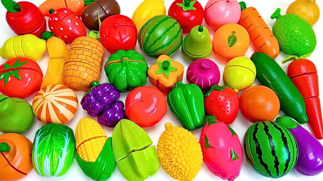 Satisfying Video | Cutting Melon Apple, Fruits and Vegetables | Wooden ...