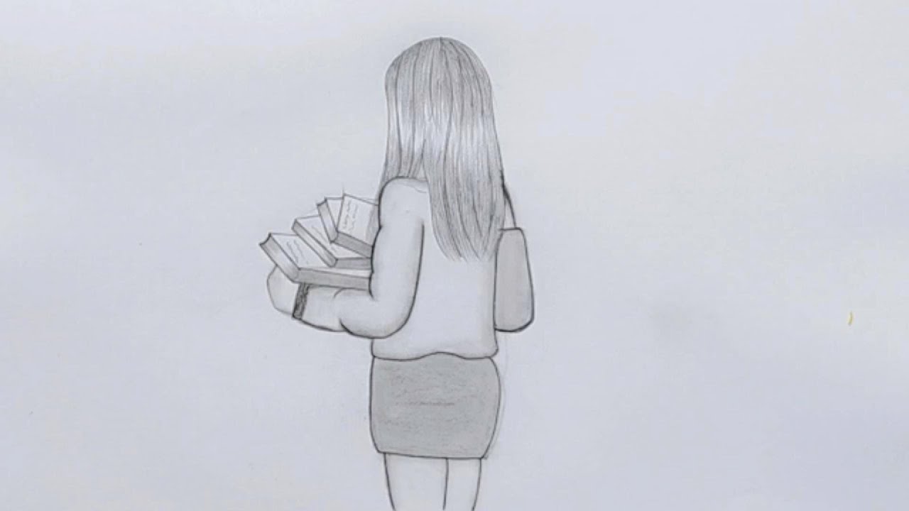 How to Draw a Girl with Carrying Books | Beginner-Friendly Guide - YouTube