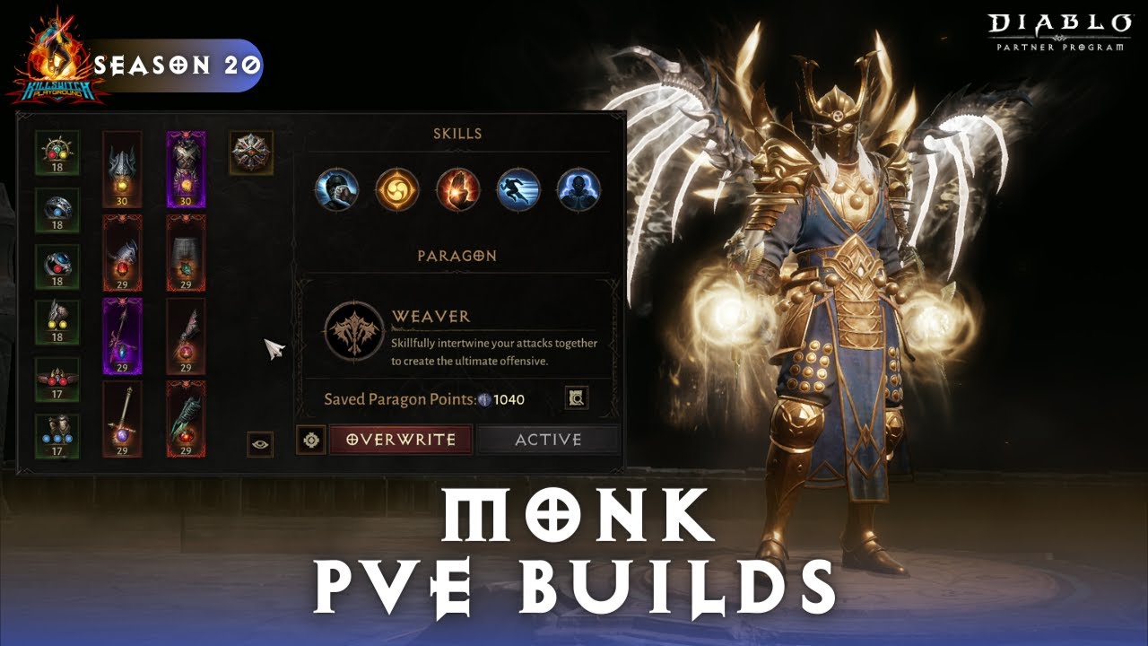 Diablo Immortal - Monk PVE Builds Season 20 - YouTube