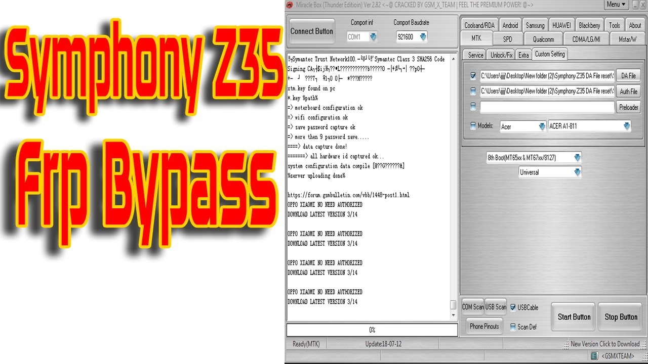 Symphony Z35 Frp Bypass miracle box - YouTube