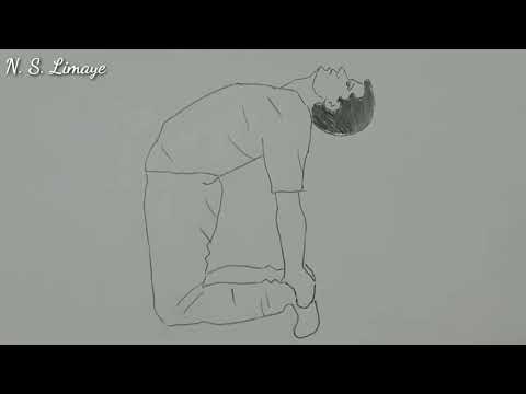 How To Draw Man Doing Yoga Ushtrasna Pose | Step By Step In Easy Way For Beginners | N. Limaye