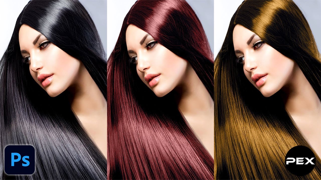 Add COLOR HIGHLIGHTS to HAIR using Photoshop - YouTube