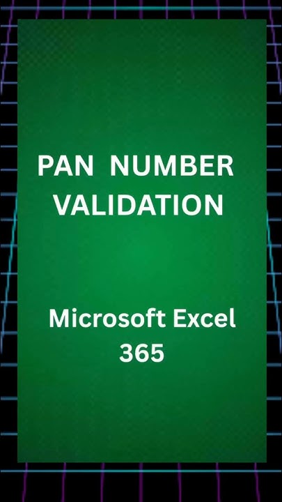 Learn how to verify PAN numbers in Excel using simple formulas and data validation #exceltips ...