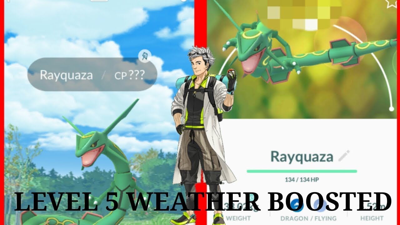 CATCHING WORLD FIRST WEATHER BOOSTED RAYQUAZA on low level in POKEMON ...