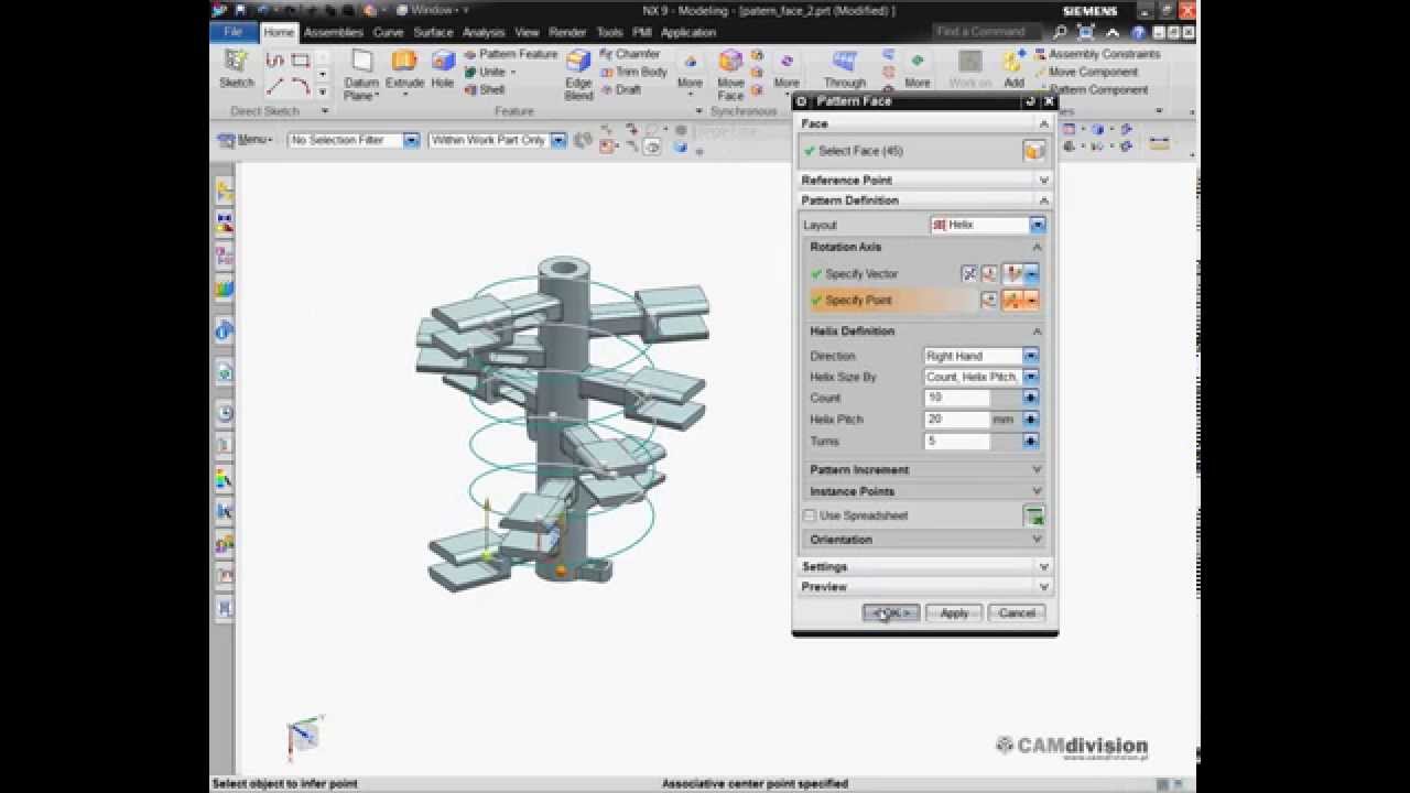 NX Synchronous 3D - Pattern Face - YouTube