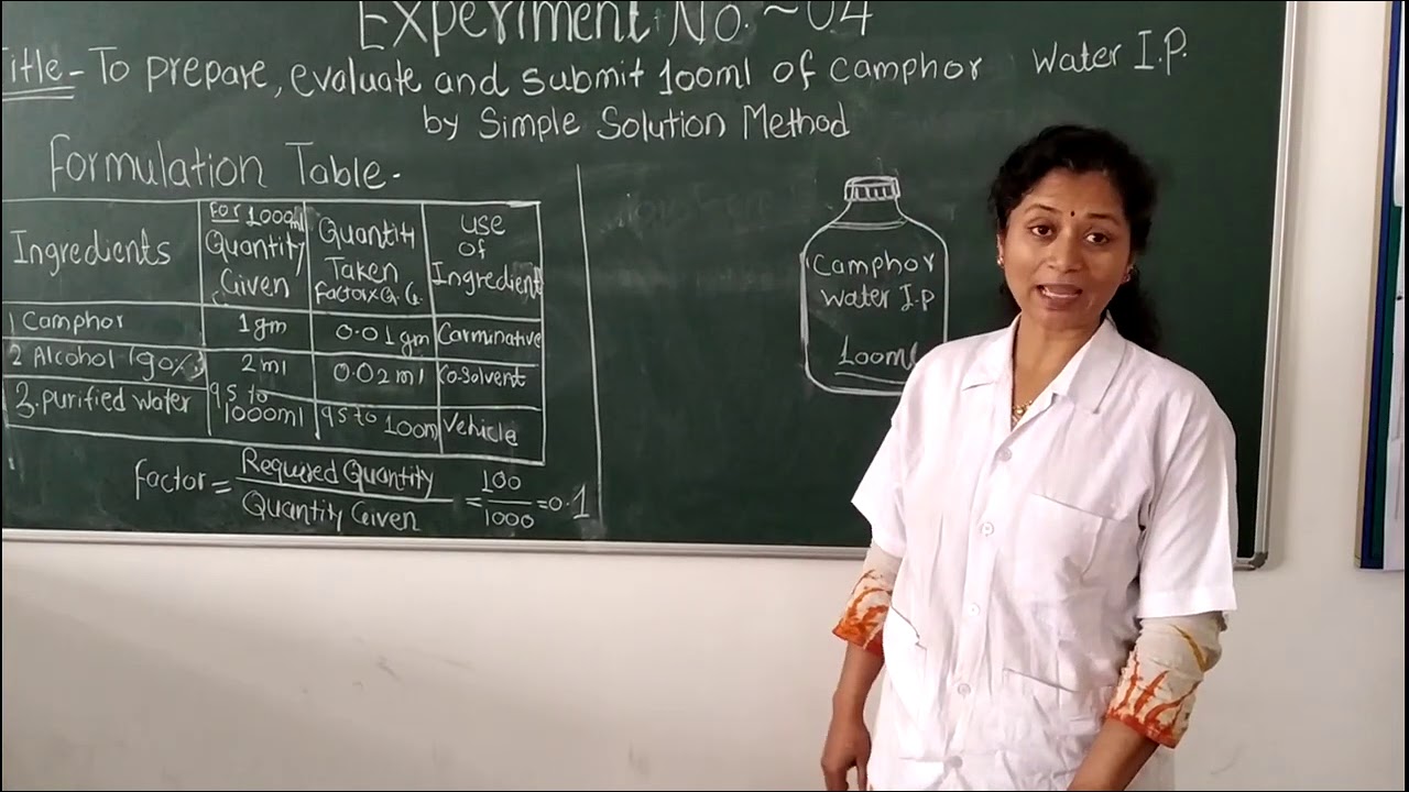 Pharmaceutics I Experiment 4 (Camphor Water I.P.) - YouTube