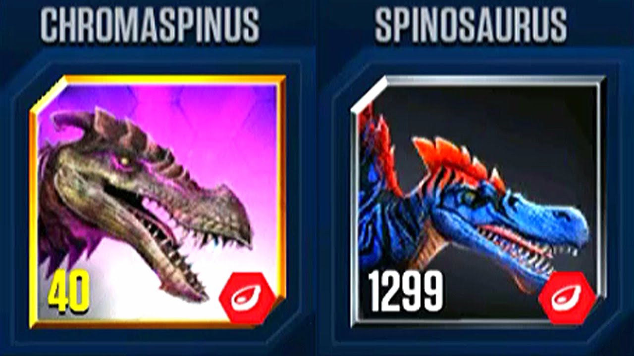 CHROMASPINUS VS SPINOSAURUS | JURASSIC WORLD THE GAME - YouTube