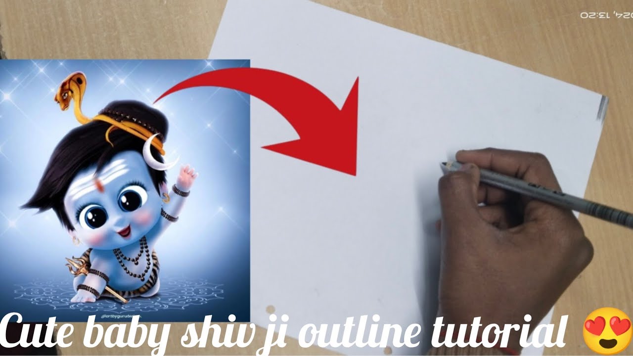 🥺Cute baby Shiv ji outline tutorial//lord shiva outline tutorial #art # ...