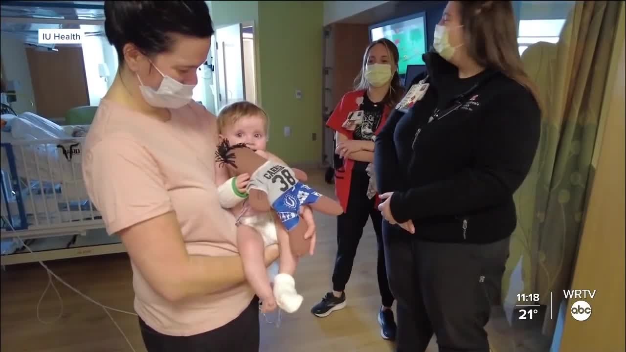 Colts' TJ Carrie visits Riley Hospital - YouTube
