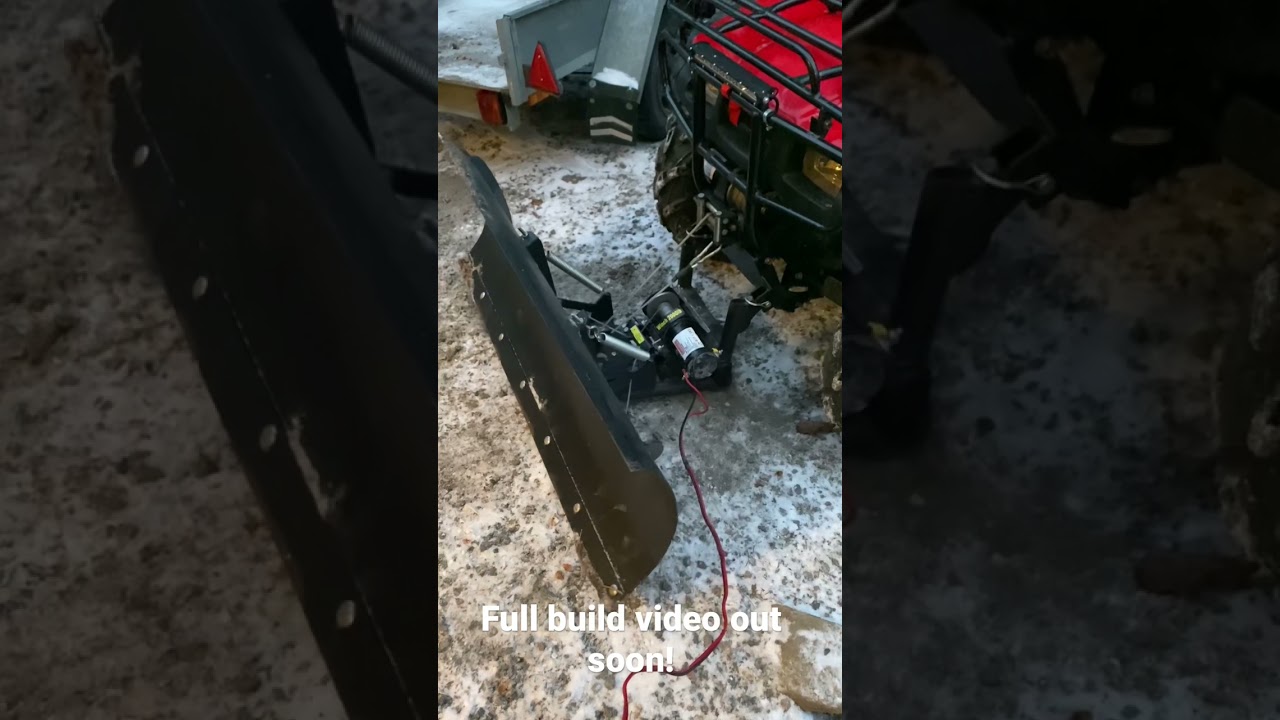 DIY ATV power angle snow plow! - YouTube