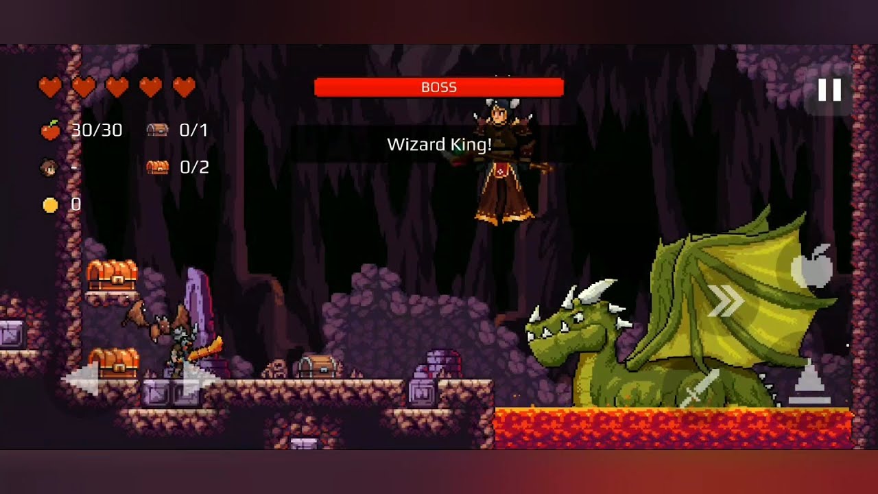 Apple Knight Action Platformer - level 4-9 + Boss Wizard King! - YouTube