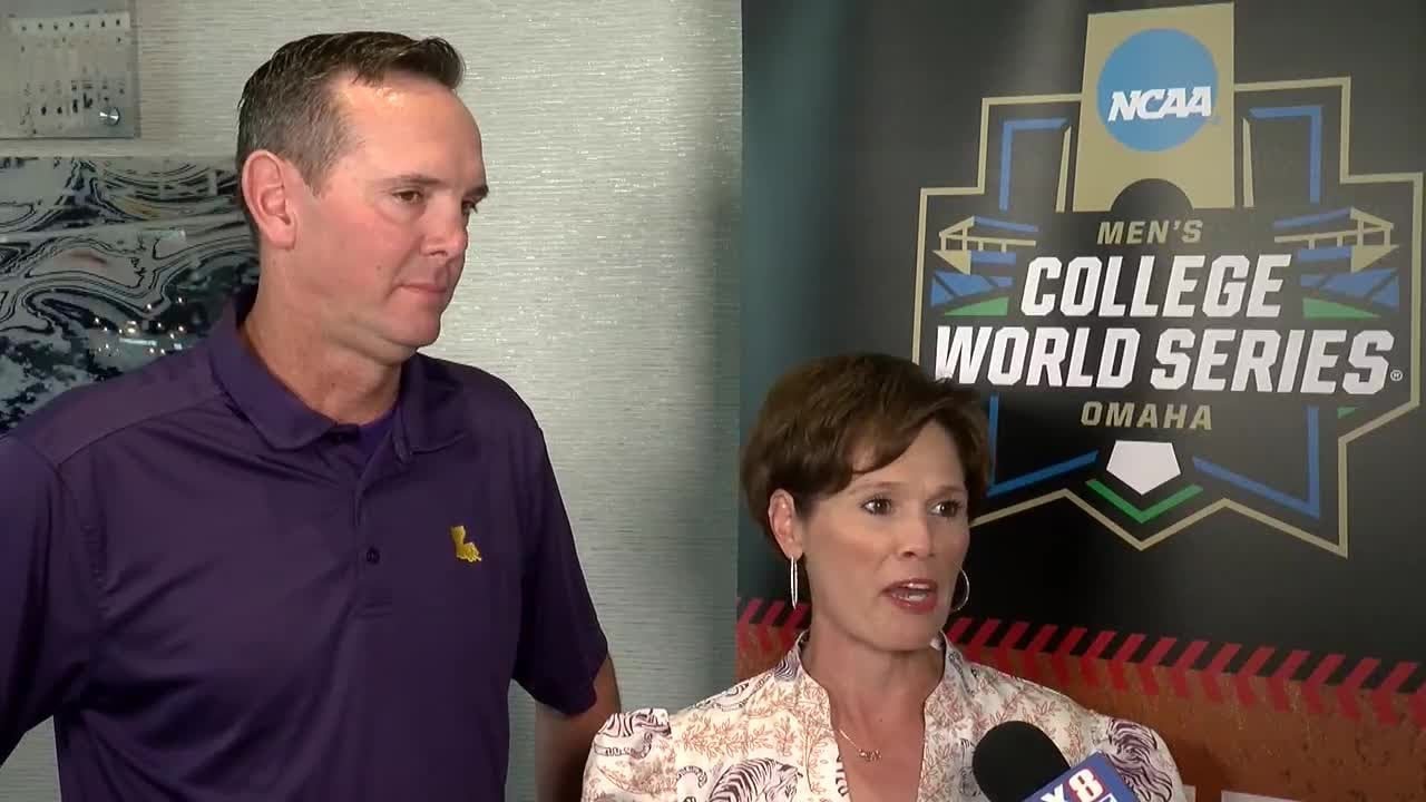 Kade Anderson's parents in Omaha to support LSU Tigers - YouTube