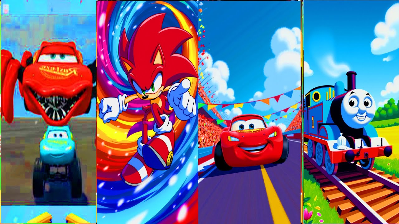 TILES HOP Sider eater and Sonic and Mcqueen and Thomes train - YouTube