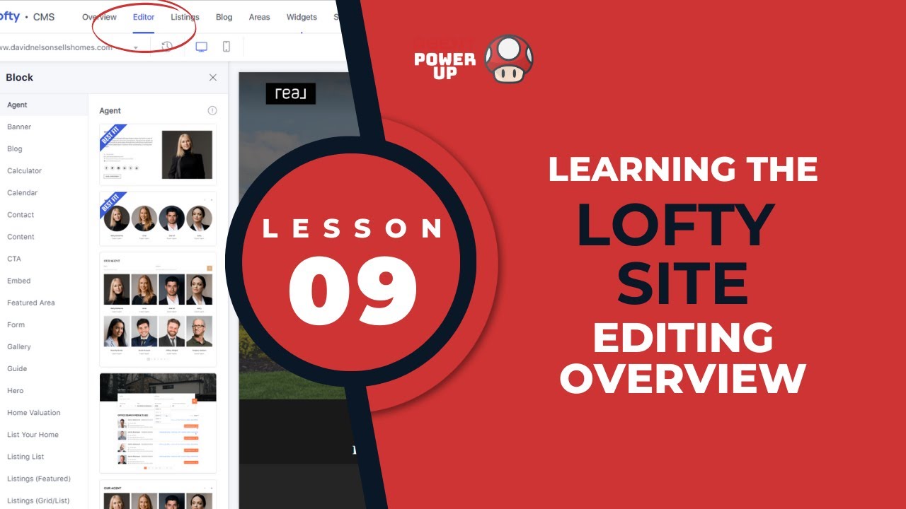 Lesson 09: Learning the Lofty Site Editor Features | Agent Power Up - YouTube