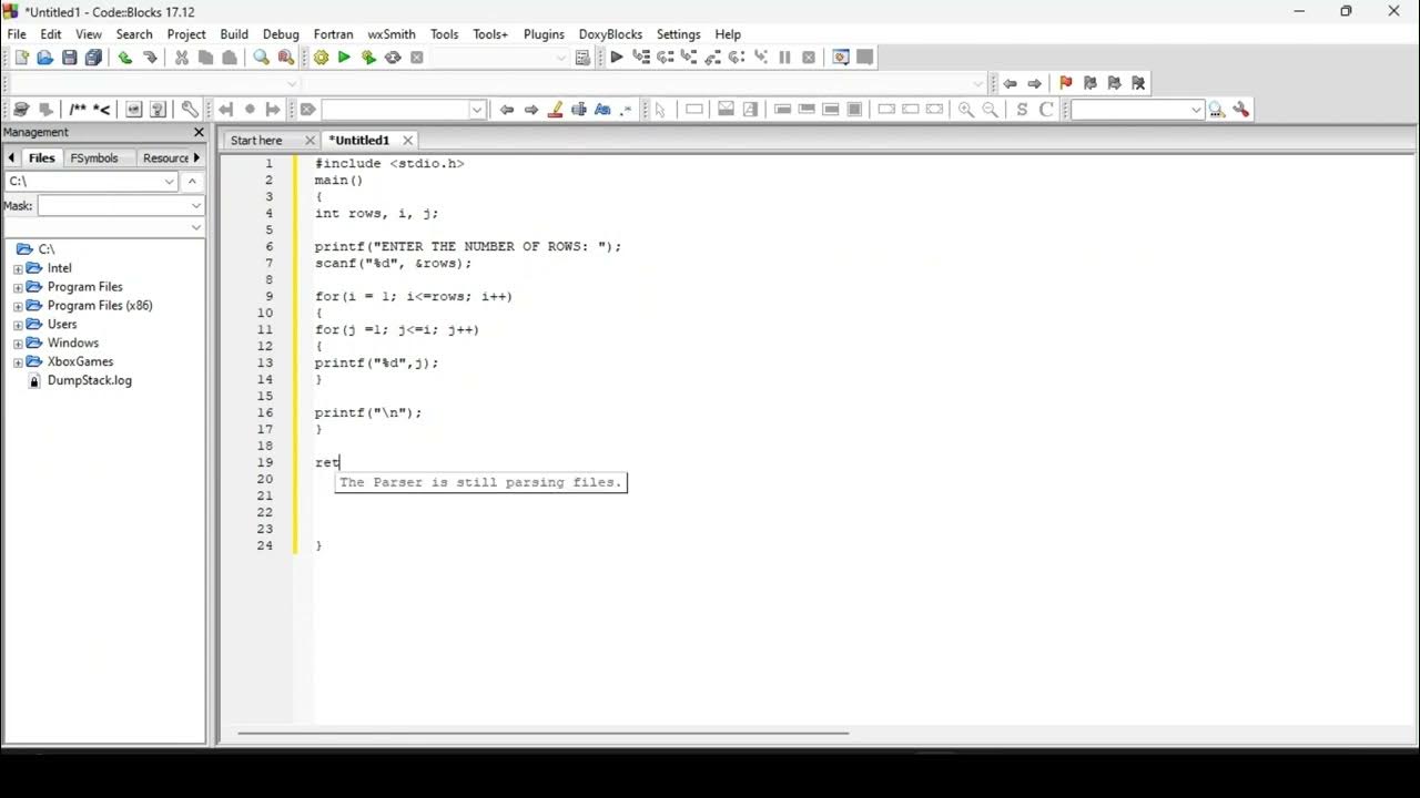C Program To Print Right Angle Triangle Number Pattern Beginner Guide Youtube