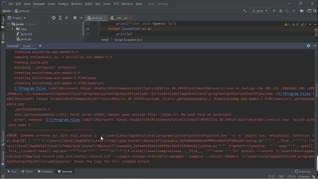 Pip Install Pyaudio Error Fixed In 2020 Youtube