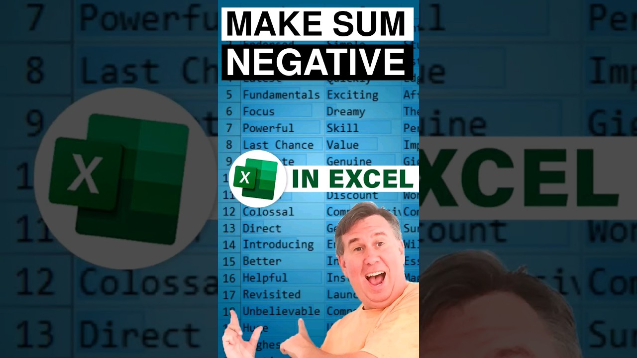 Excel How To Make A Sum Negative In Excel shorts exceltricks Excel How To Make A Sum Negative In Excel shorts exceltricks