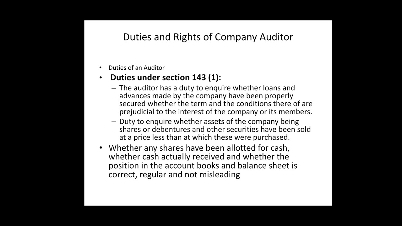 Duties and Rights of Company Auditor - YouTube