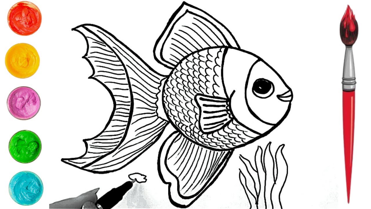 Lovely fish drawing and coloring for kids, fish drawing, this video can ...