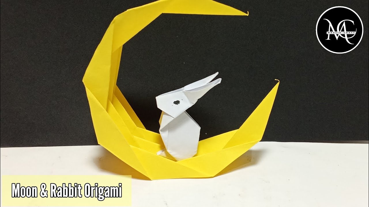 Moon and Rabbit Origami / How to make paper moon and rabbit - YouTube