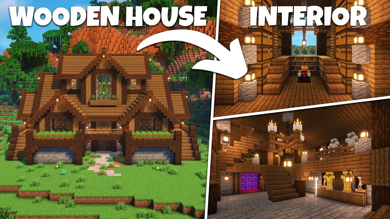 Minecraft: Ultimate Survival Wooden House Tutorial | Interior Design ...