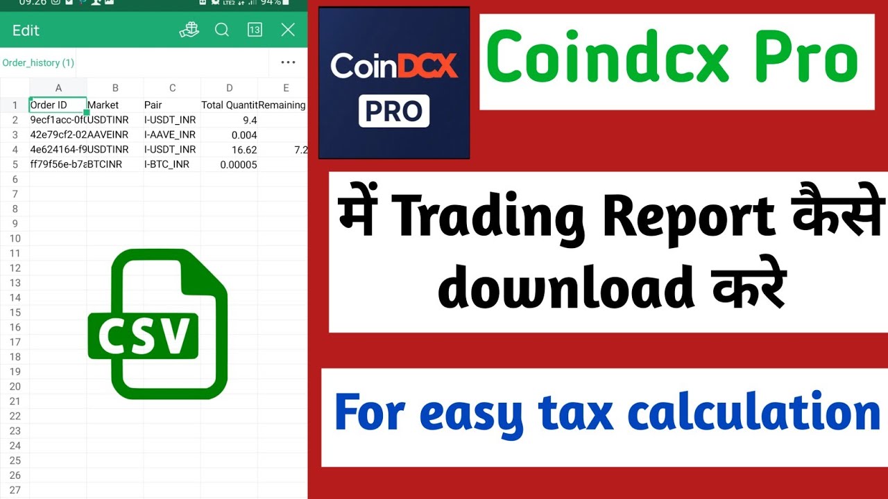 How to download trading report in coindcx pro - YouTube